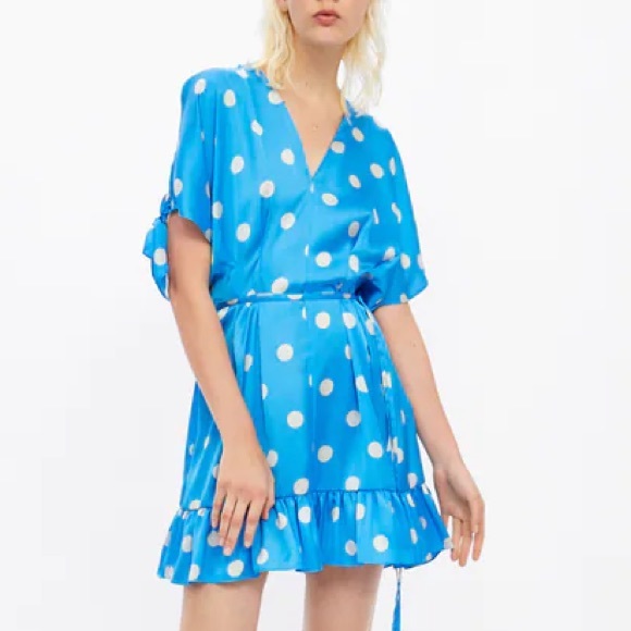 Zara | Dresses | Zara Turquoise Polka Dot Dress | Poshmark